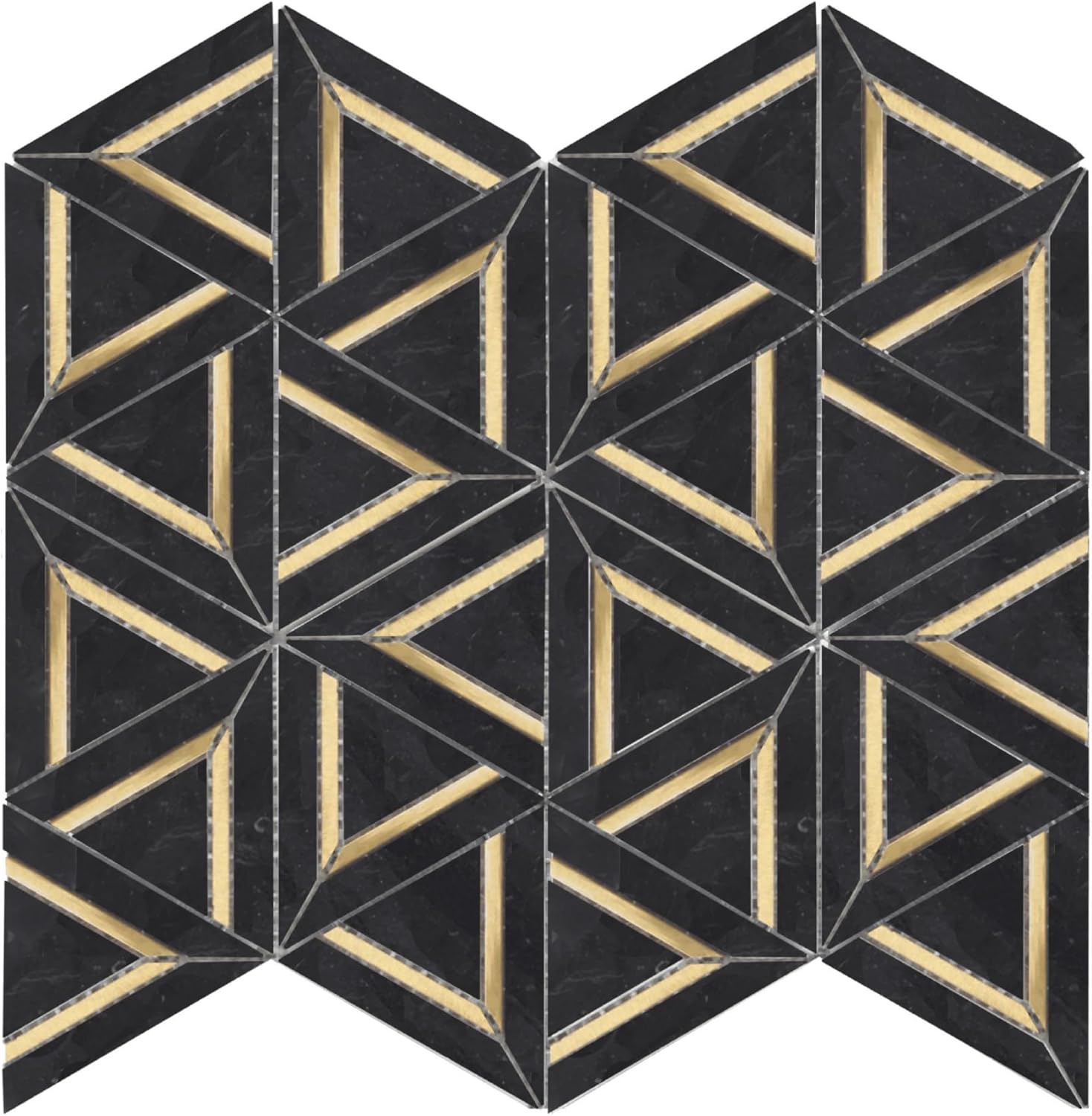 Tenedos HTCRC 12x14 Nero Marquina Triangle Mosaic Tile – Black Marble ...