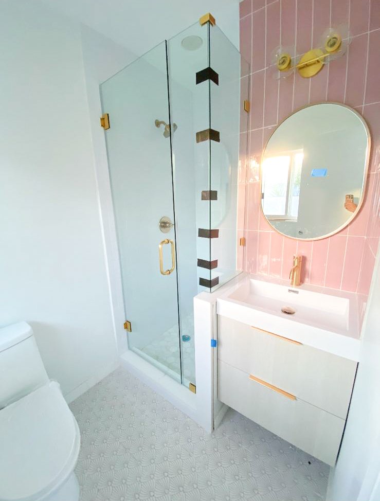 Handmade Pink Rose Glossy 3x12 Subway Ceramic Wall Tile - for Bathroom
