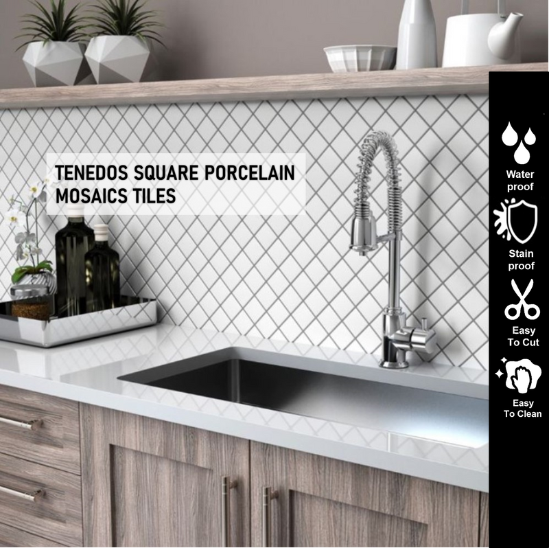 Tenedos Matte Finish Square 2x2 Porcelain Mosaic Wall Floor Tile on Me
