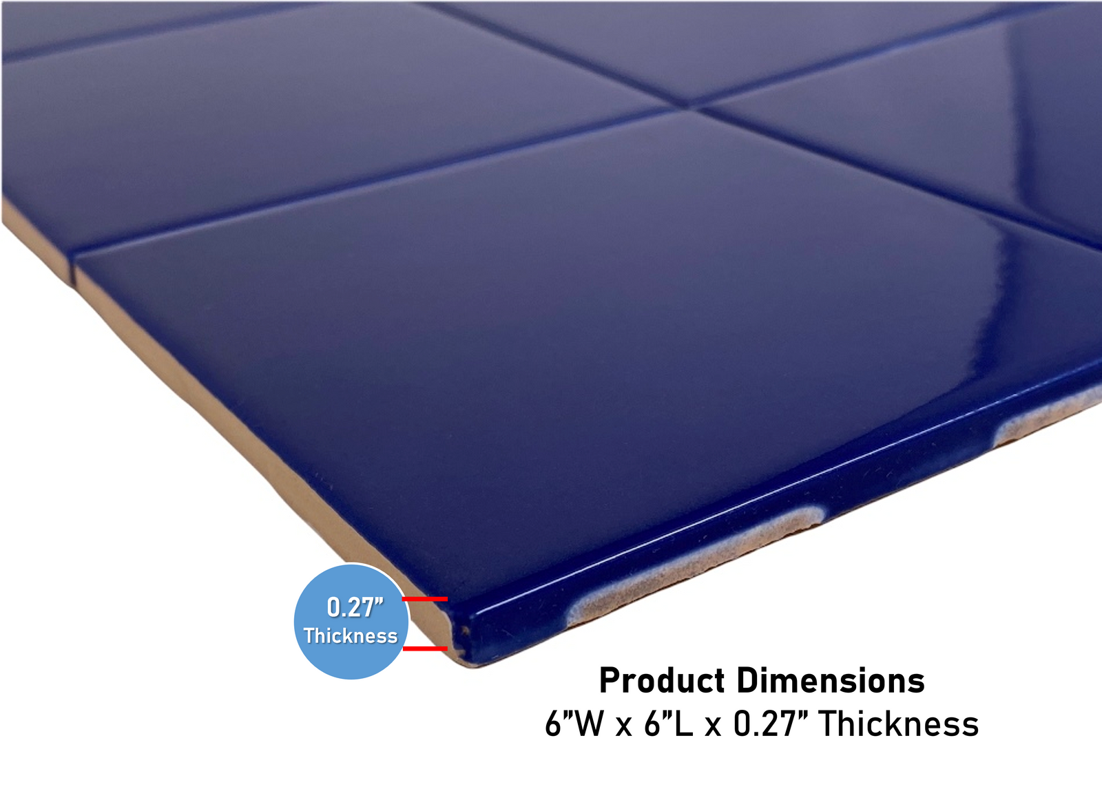 6 in Ceramic Tile Gloss 6x6 Box of 8 Piece for Bathroom Wall and Kitch