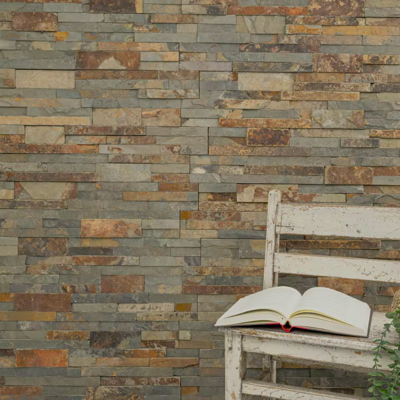 Natural Earth Ledger Panel 6 in. x 24 in. Splitface Slate Wall Tile by