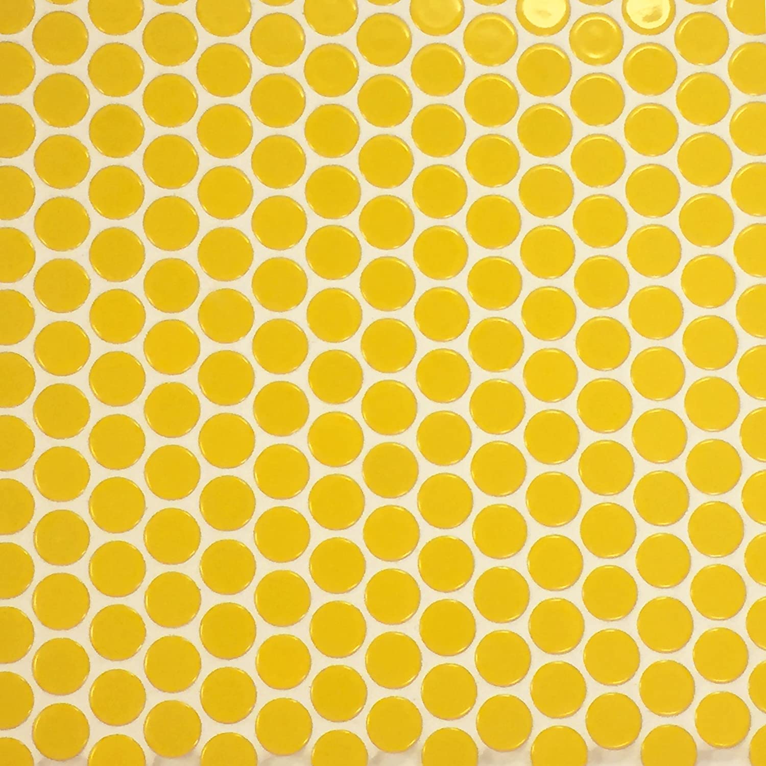 Yellow Penny Round Porcelain Mosaic Floor Wall Tile Backsplash for Bat