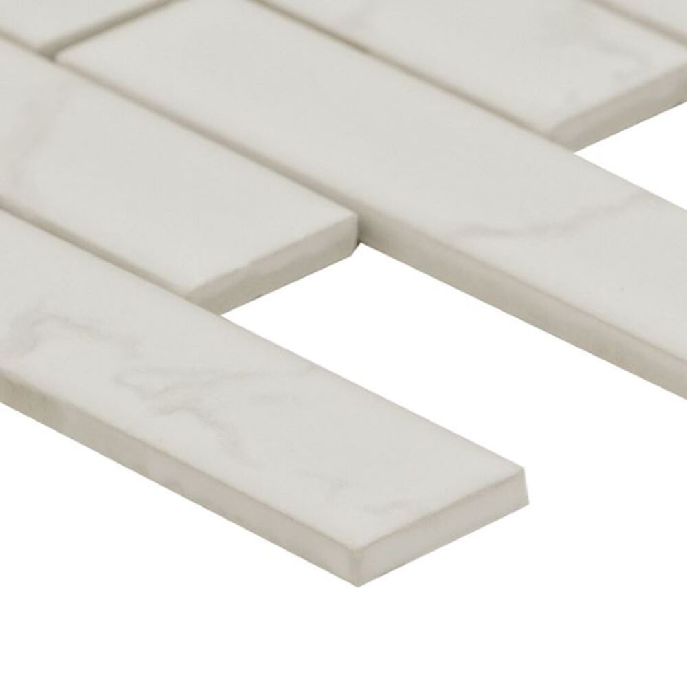 1x4 Andalusian Carrara White Greyish Marble Look Matte Porcelain Wall
