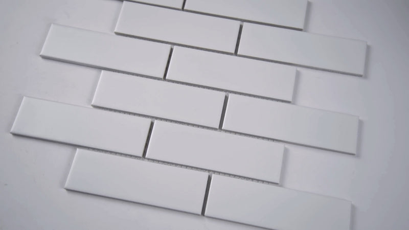 2" X 6" White Porcelain Brick Mosaic Tile - Matte Finish , Wall Tile,