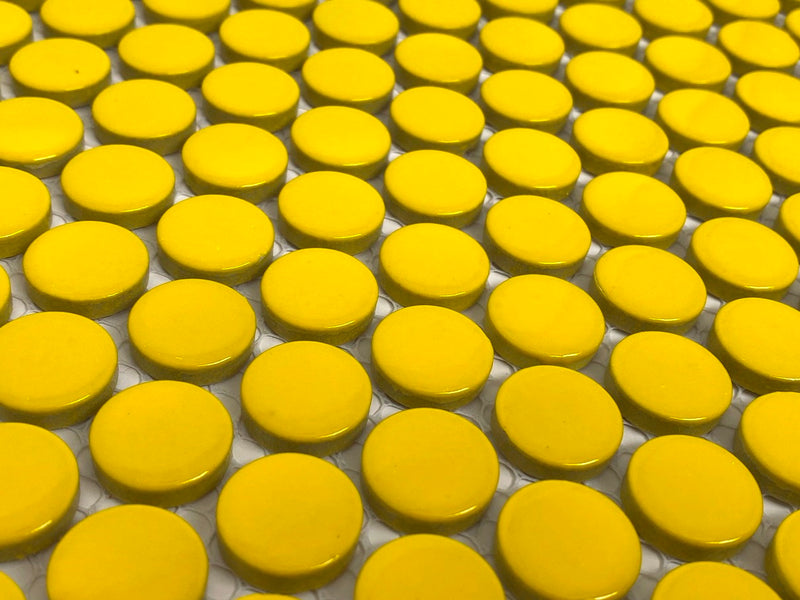 Yellow Penny Round Porcelain Mosaic Floor Wall Tile Backsplash for Bat