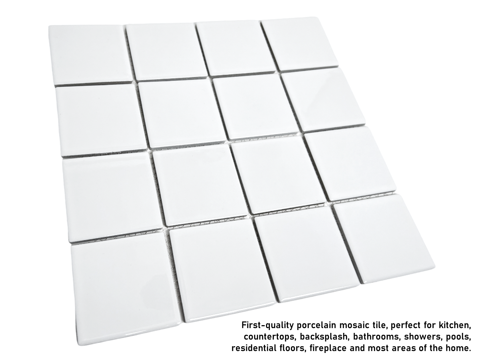 3x3 White Porcelain Floor Wall Tile for Spa Swimming Pool Shower Kitch