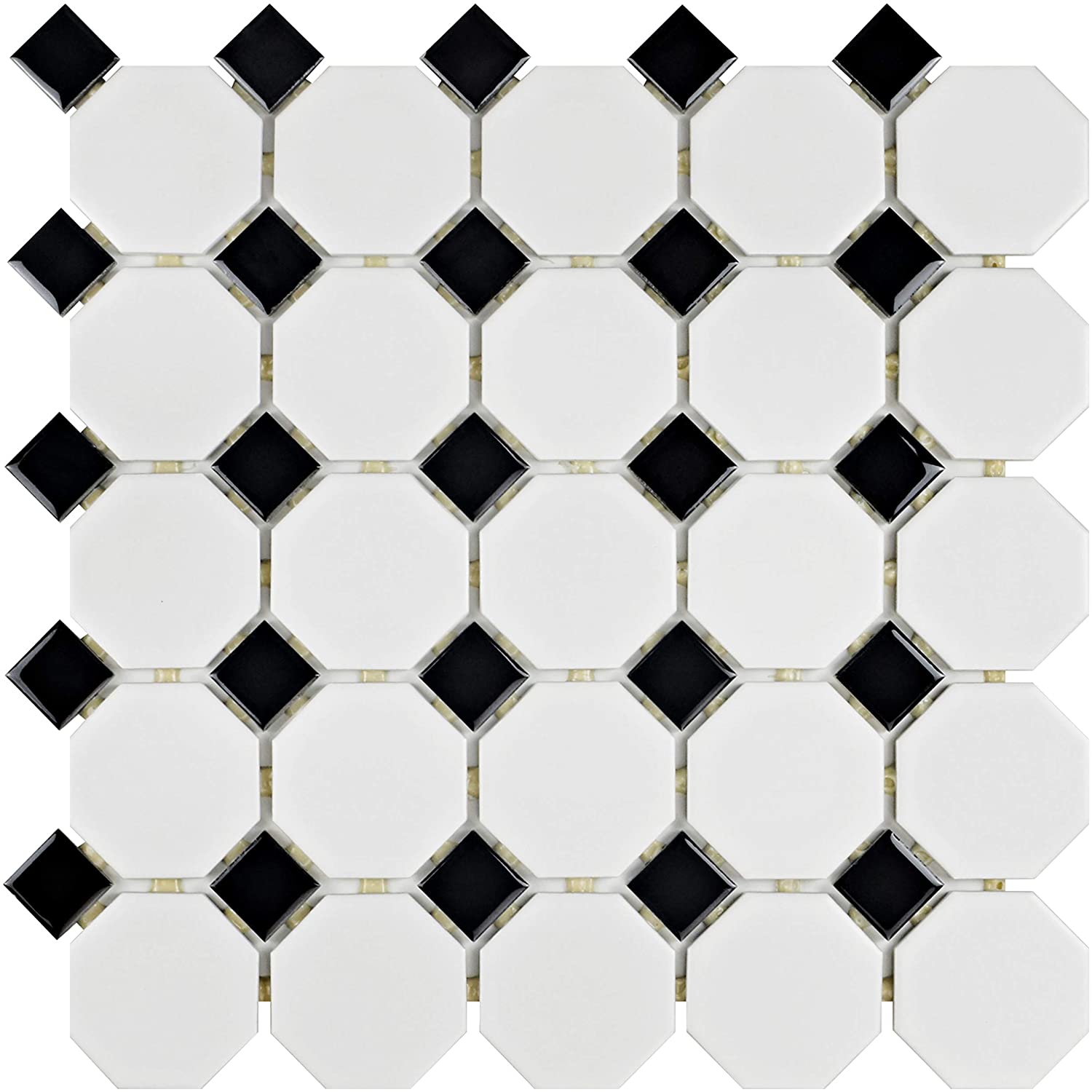 SomerTile FXLM2OWD Retro Octagon Porcelain Floor and Wall Tile, 11.5"